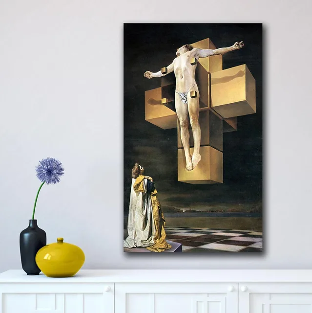 Crucifixion Corpus Hypercubus Painting by Salvador Dalí Printed on ...