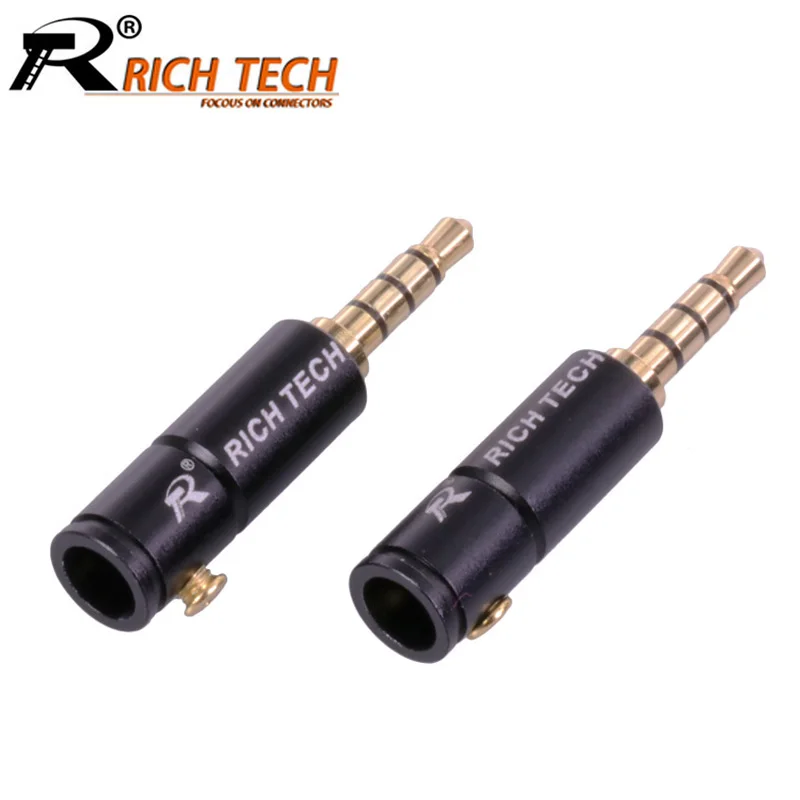 10pcs/lot 4 Poles 3.5mm Jack Wire Connector with Screw Lock Gold Plated ...
