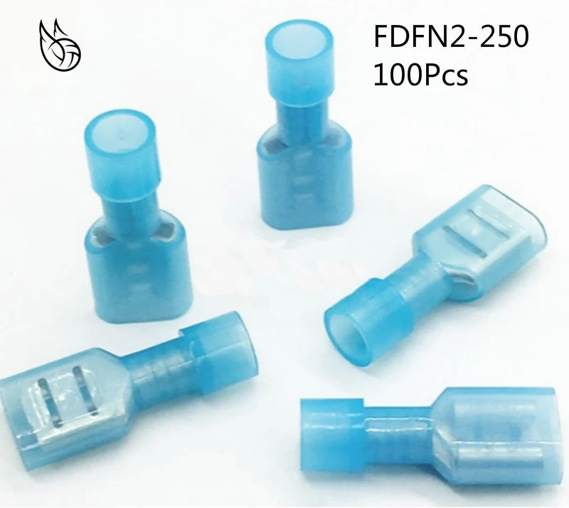 Fdfn2-250 Nylon Brass Female Insulated Spade Joint Cable Wire Connector ...