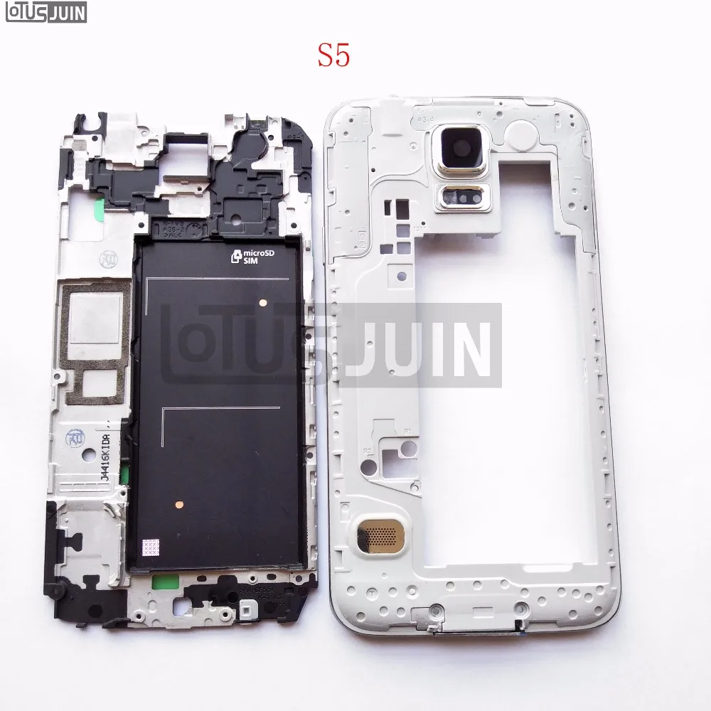 Cubierta de marco de carcasa Media + bisel de marco de pantalla frontal LCD para Samsung S5 ...