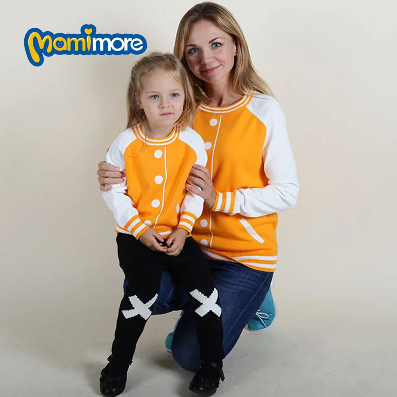 Mamimore Fake Baseball Paragraph Cardigan Sweater European Style Family ...