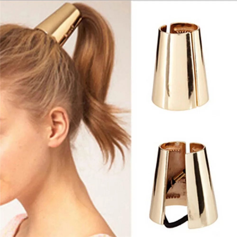 New Arrival Fashion Women Punk Gothic Fake Metal Hair Cuff Ponytail ...