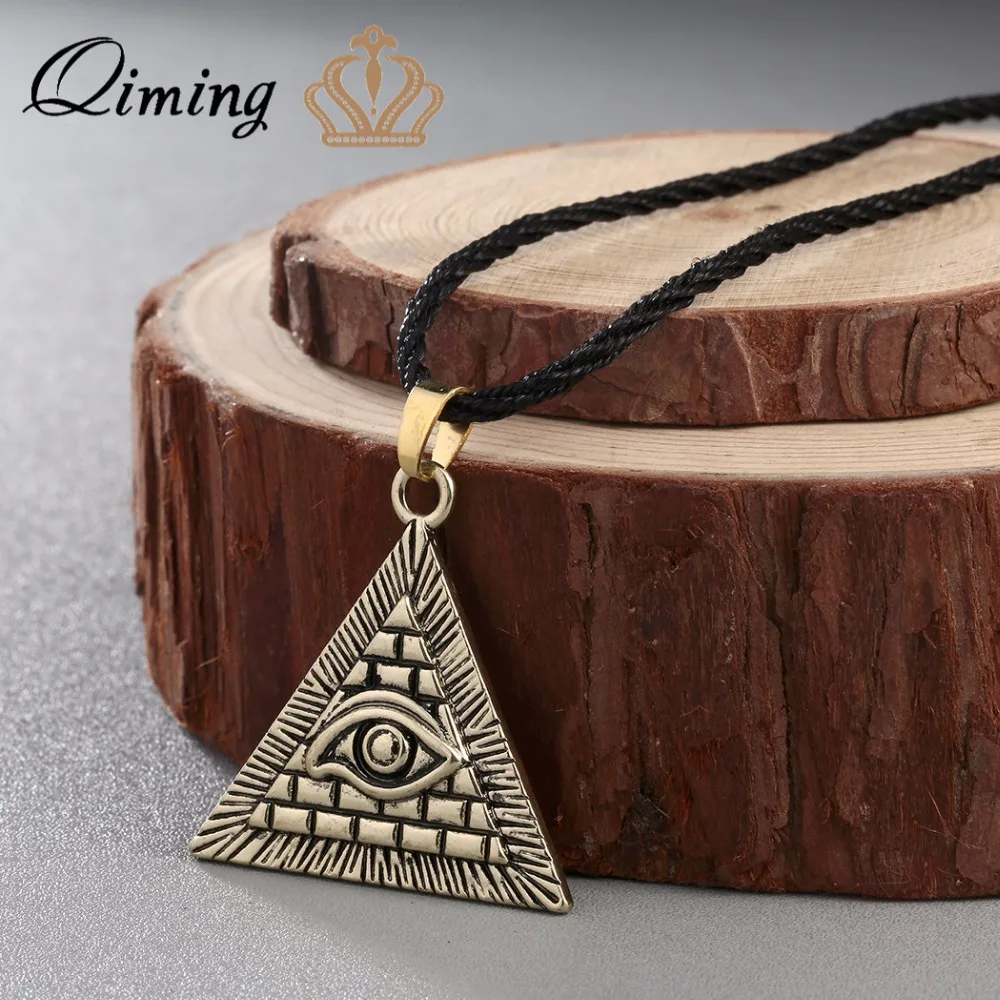 QIMING-Vintage-Men-Necklace-Women-Egyptian-Egypt-Pyramid-All-Seeing ...