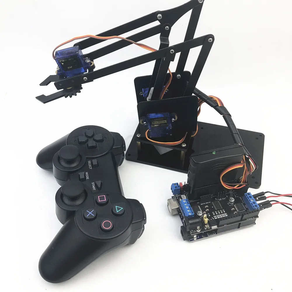 4 DOF remote control PS2 robotic arm aluminum alloy sg90 arduino robot ...