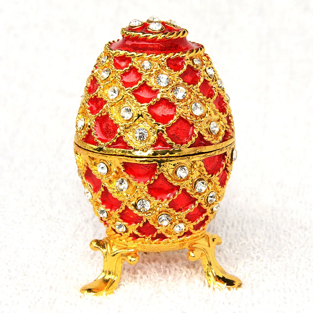 New arrival Russian faberge red egg jeweled jewelry box Easter egg ...