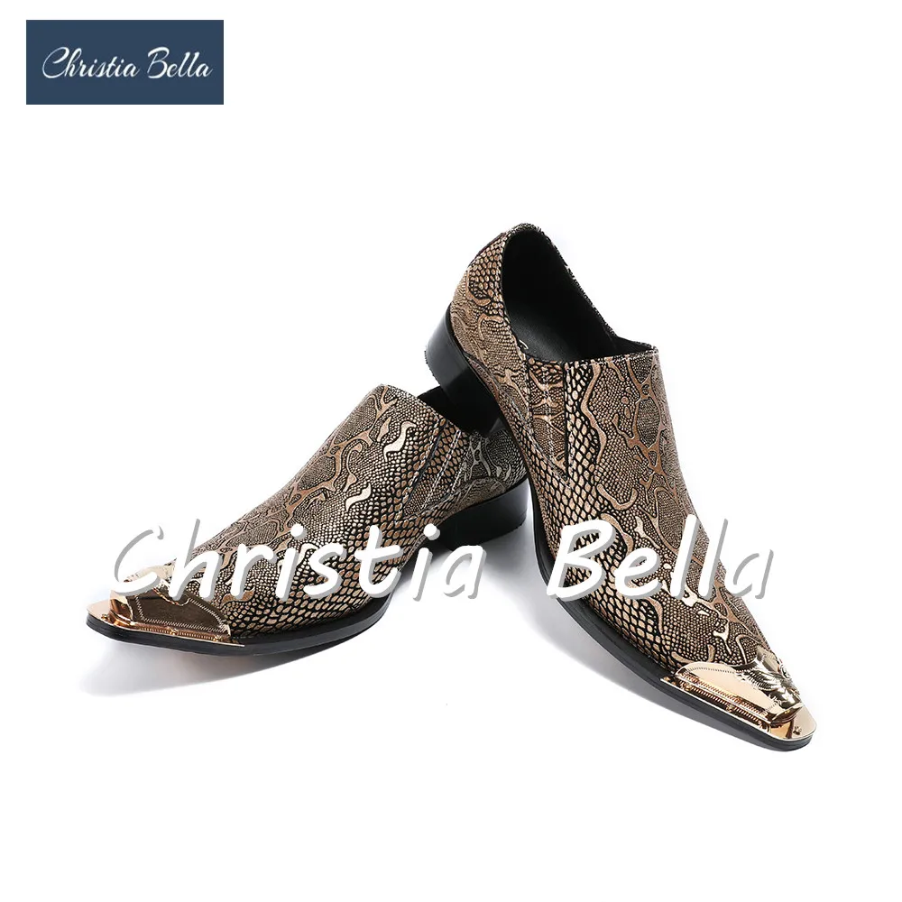 Christia Bella Men Dress Shoes Metallic Toe Mens Glitter Shoes Genuine ...