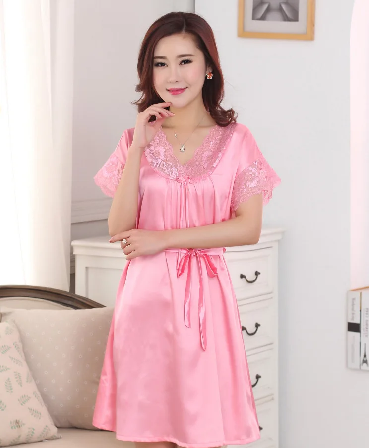 2017 Ladies Sexy Satin Night Dress Sleeveless Nighties V Neck Nightgown