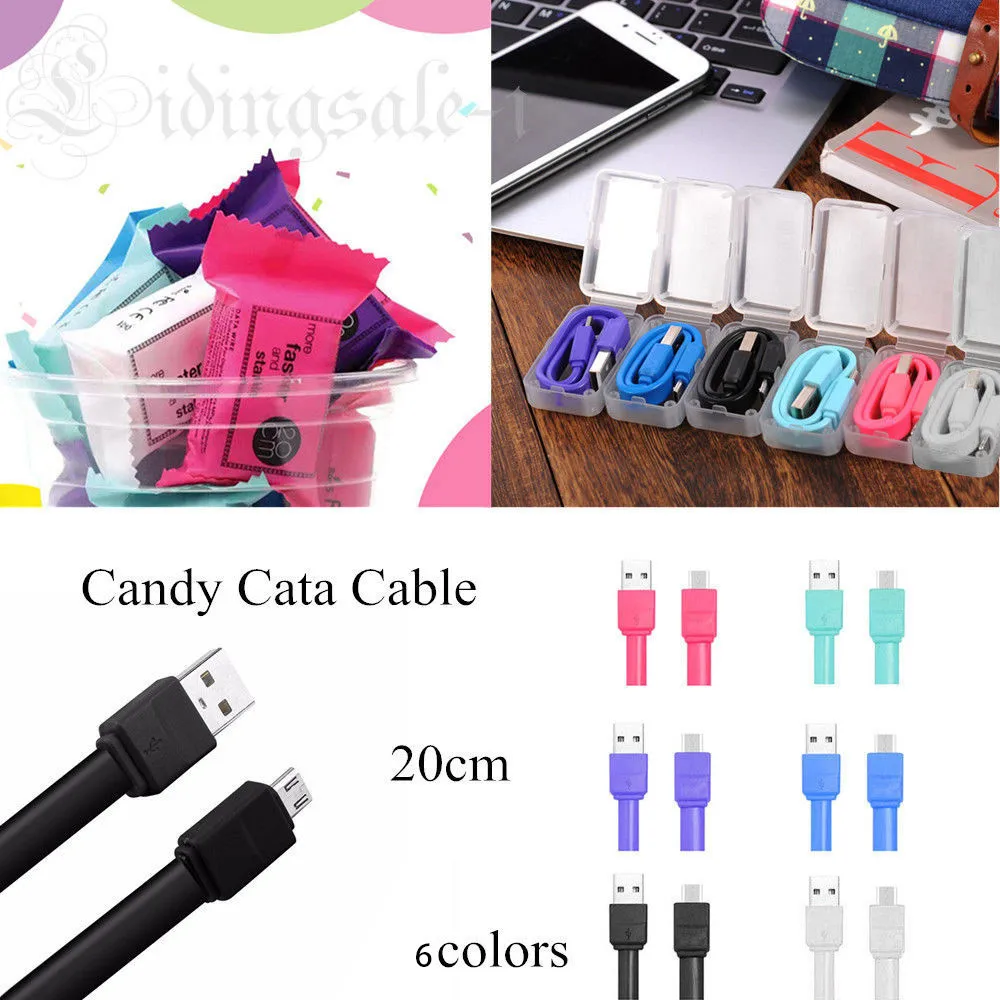 CARPRIE Data Cables 20CM SHORT FLAT Charging Cord MICRO USB Data Sync ...