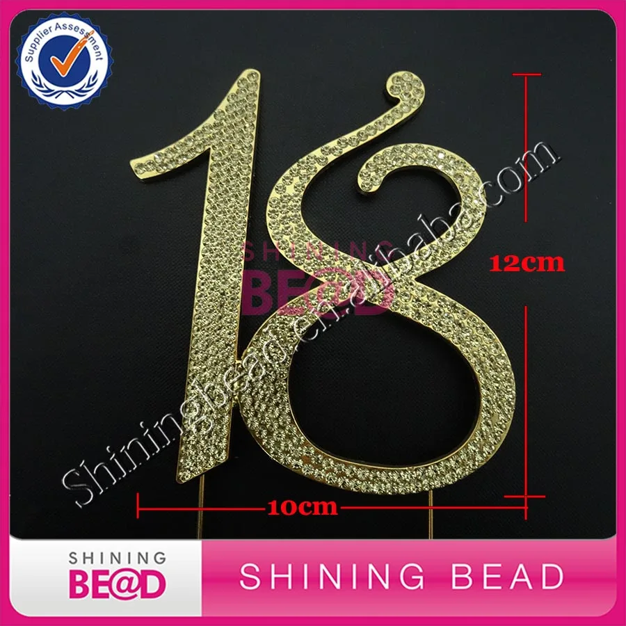 Free Shipping! Gold Number 18 Birthday Cake Topper,gold Anniversary ...