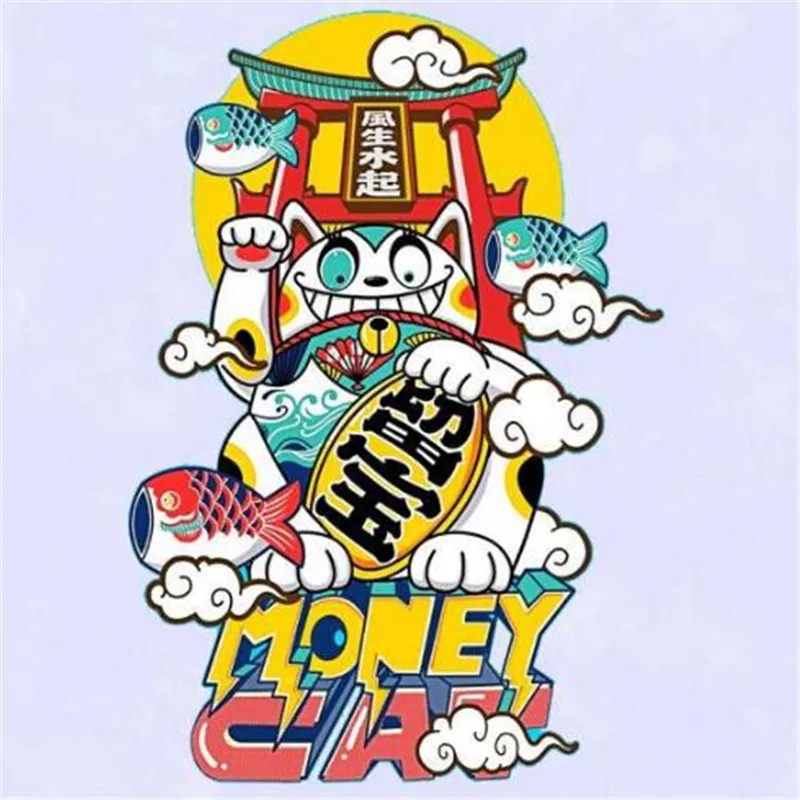 T shirt patch Diy Japan's cat 27cm pattern brand logo iron on patches ...