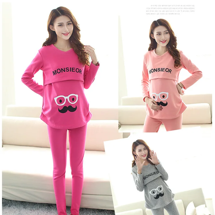 Autumn and Winter Pregnant Women Breast Feeding Sets Large Size ...
