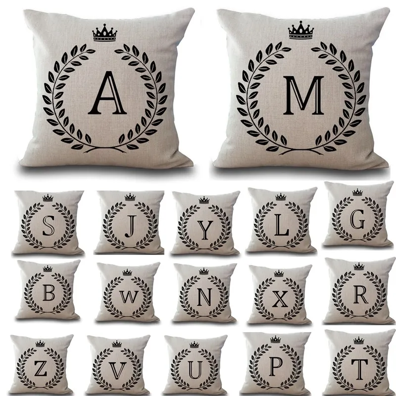 Corona cartas 45*45 cm algodón Lino cojín almohada inicio almohada ...