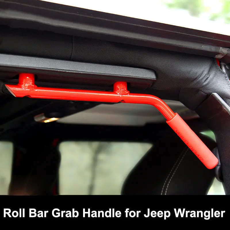 New Red Roll Bar Grab Handles For Jeep Wrangler Jk 4 Doors Grabb Bars Handle Solid Steel Crew