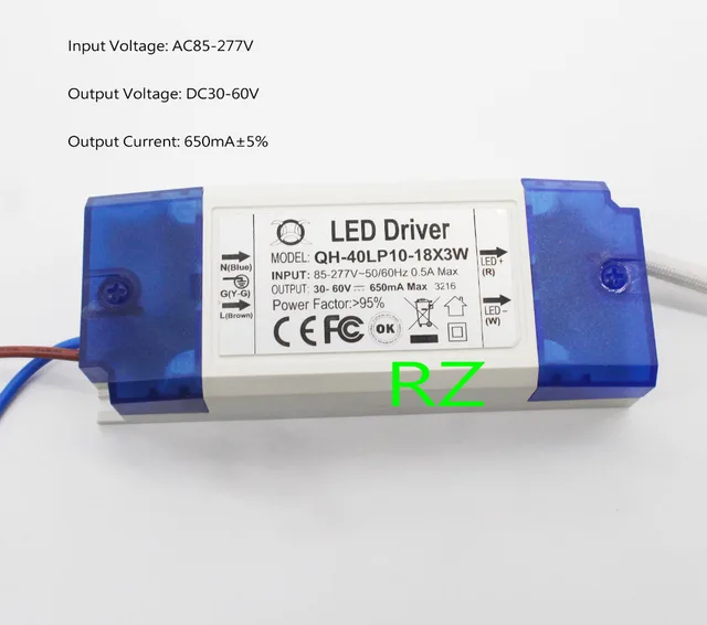 2 Pieces 10 18x3W 650mA LED Driver 30W 40W DC30 60V High Power LED Powr ...