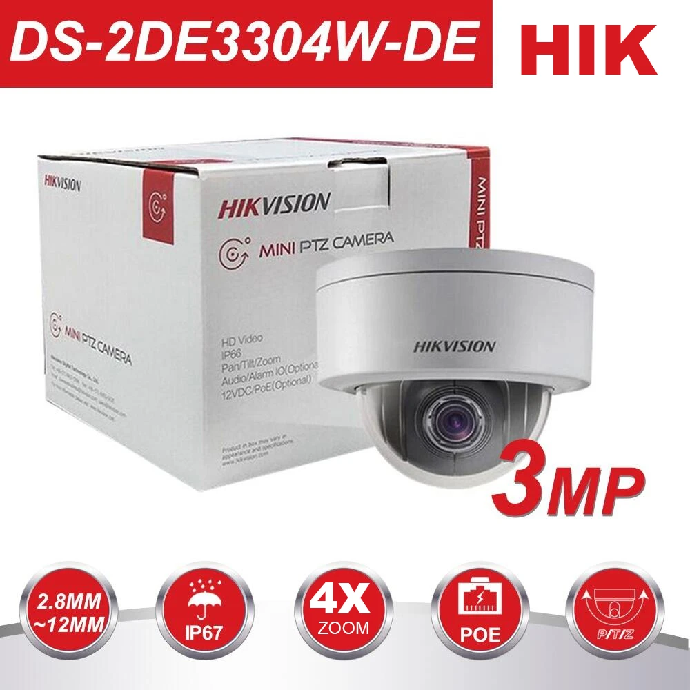 HIK PTZ Dome CCTV Camera DS-2DE3304W-DE 3MP Network Mini PTZ IP Camera ...