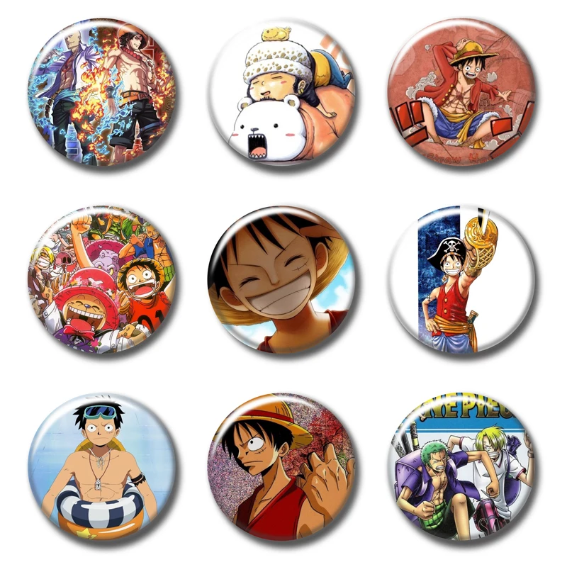 58MM One Piece Lufy Copper Cosplay Anime Badge Button Pin Brooch Badges ...