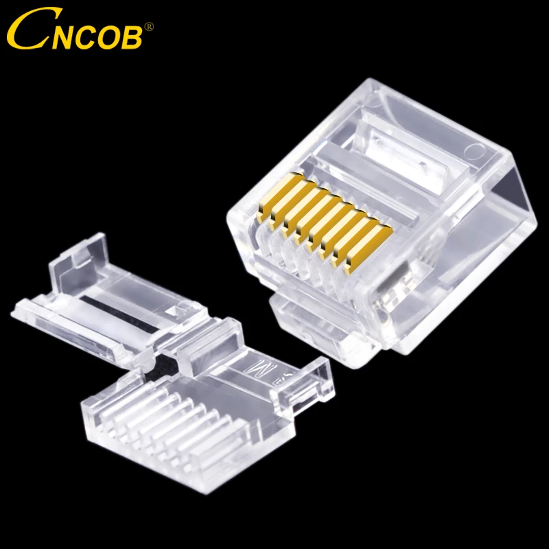 CNCOB Cat6 utp short body, two pieces, flat cable rj45 connector 8P8C modular network connector ...