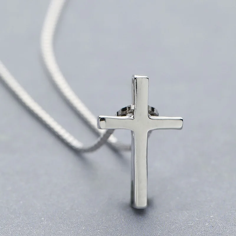 L&P New fashion Simple and Smooth Cross Pendant Necklace.Real 925 ...