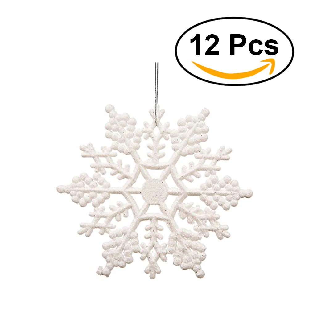 12pcs Plastic Snowflake Decorations 10cm Christmas Tree Snowflakes ...