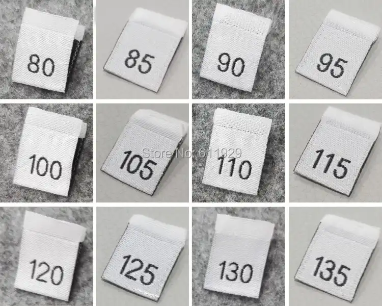 wholesales clothing size labels with cut and fold/number tags/kids size ...
