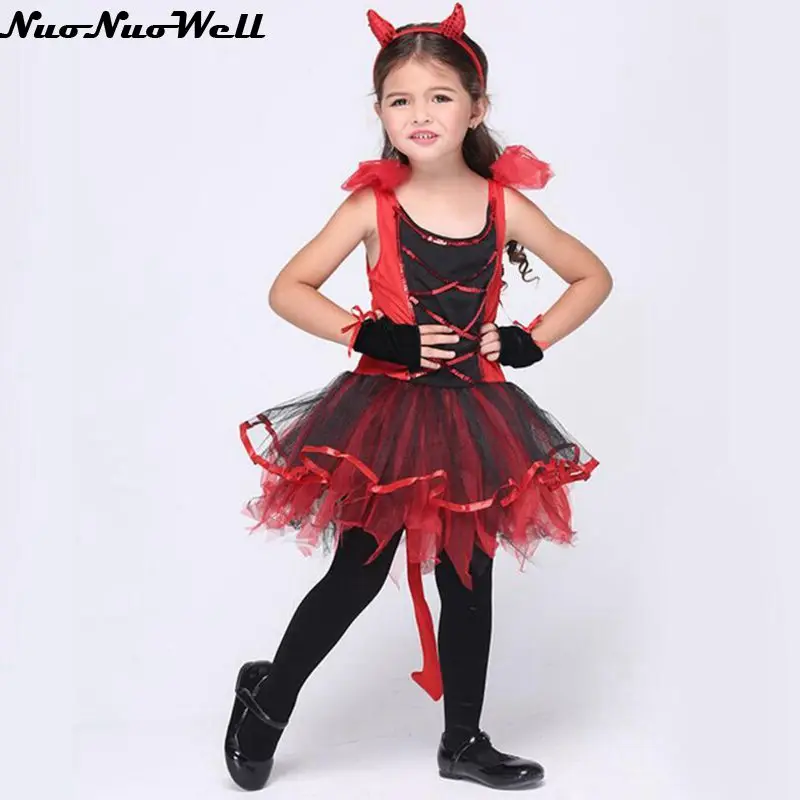 Fancy Girls Red Dresses Halloween Costume for Kids Cosplay Children ...