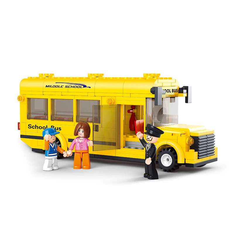 Models Building Toy 0507 Mini School Bus Traffic 218pcs Building Blocks ...