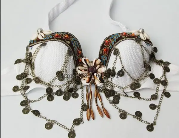 New 2018 Tribal Belly Dance Chain Bra Metallic Studs Push Up Bra B/C ...