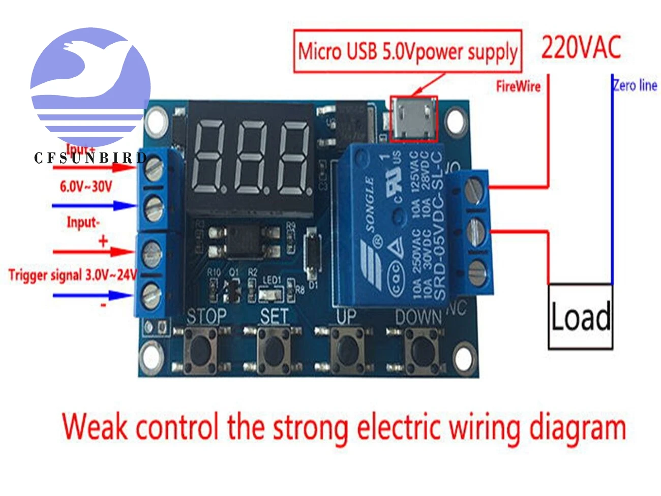 【KAMDSS015】DC 6-30V Support Micro USB 5V LED Display Automation Cycle Delay Timer Control Off ...