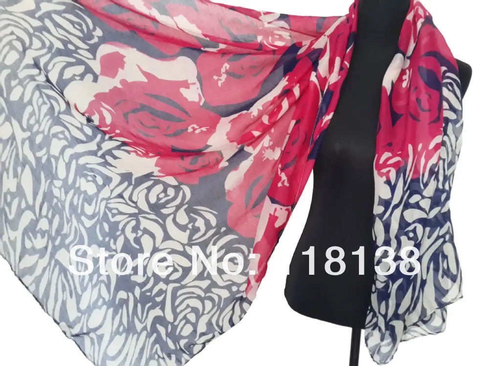 New-Fashion-Big-Colorful-Roses-Print-Women-s-Floral-Scarf-180-100cm ...