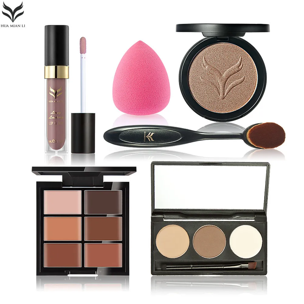 Makeup Set Sponge Puff Maquiagem Eyebrow gel pressed powder Face Brush ...