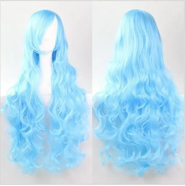 Suyushun3440163 1 Pcs 80cm Synthetic Hair Long Curly Cosplay Anime Wig Costume Party Long