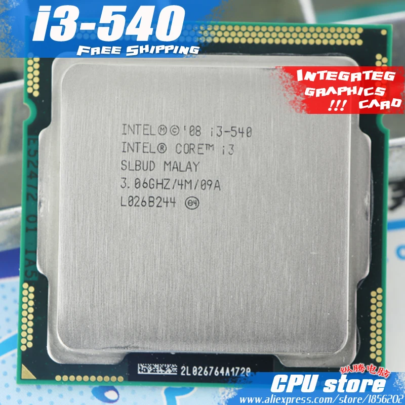 Intel I3 540 cpu, / 3.06 GHz / LGA1156 / 4 MB / Dual Core / i3 540 ...