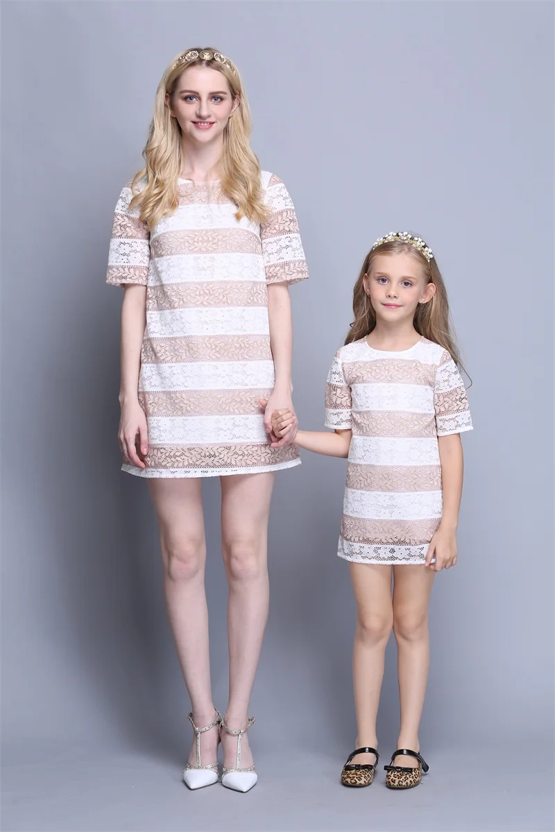 Ropa familiar de verano para niños, a rayas, madre e hija, vestido de ...
