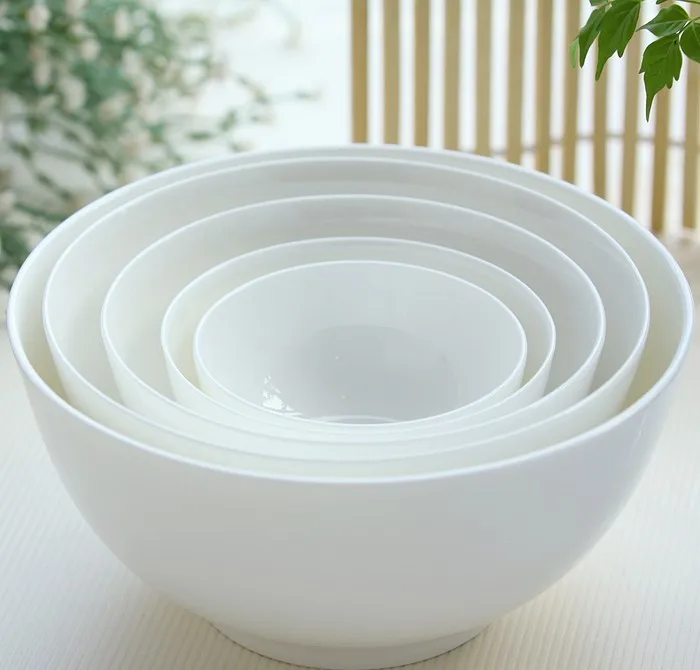 8 inch, plain white bone china big mixing bowl for dinner servies ...