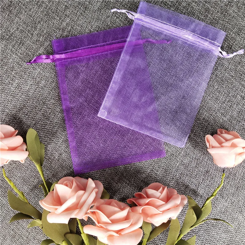 100 PCS 12x17 CM tecido tule Jóias Embalagem Drawable Sacos de Organza ...