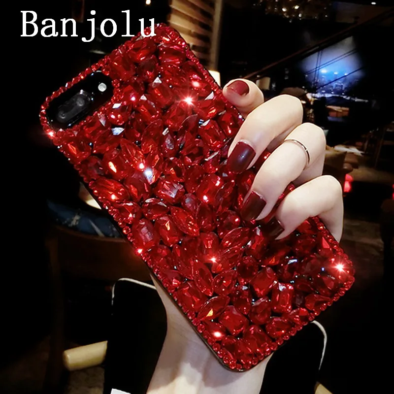 Banjolu New Luxury Bling Crystal Red Rhinestone Phone Cases for iPhone ...