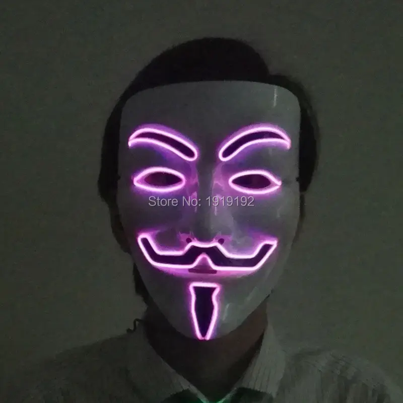 10 pcs Flashing Vendetta el wire Masks Cosplay Neon Light MASK Costume ...