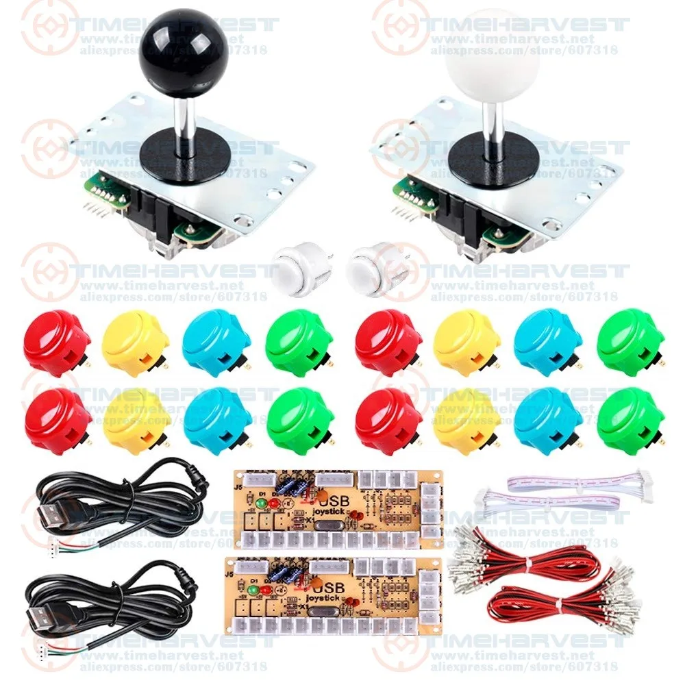 2 Players DIY Arcade Joystick Kits set With 18 original Sanwa Buttons ...