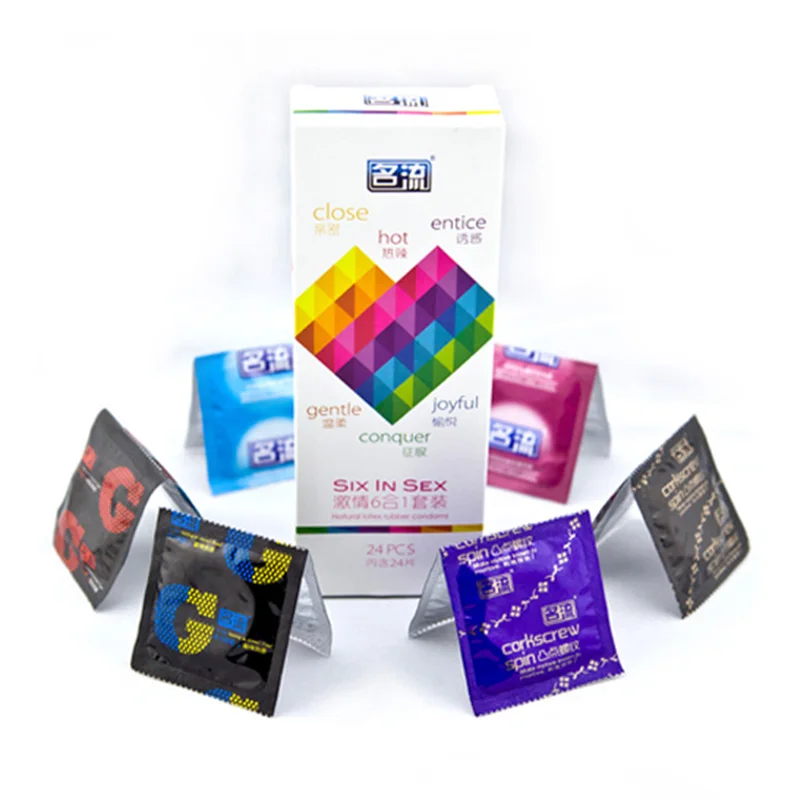 Mingliu 24 Pcs 6 Types Six In Sex Ultra Thin Condoms Pleasure For Her Natural Latex Rubber