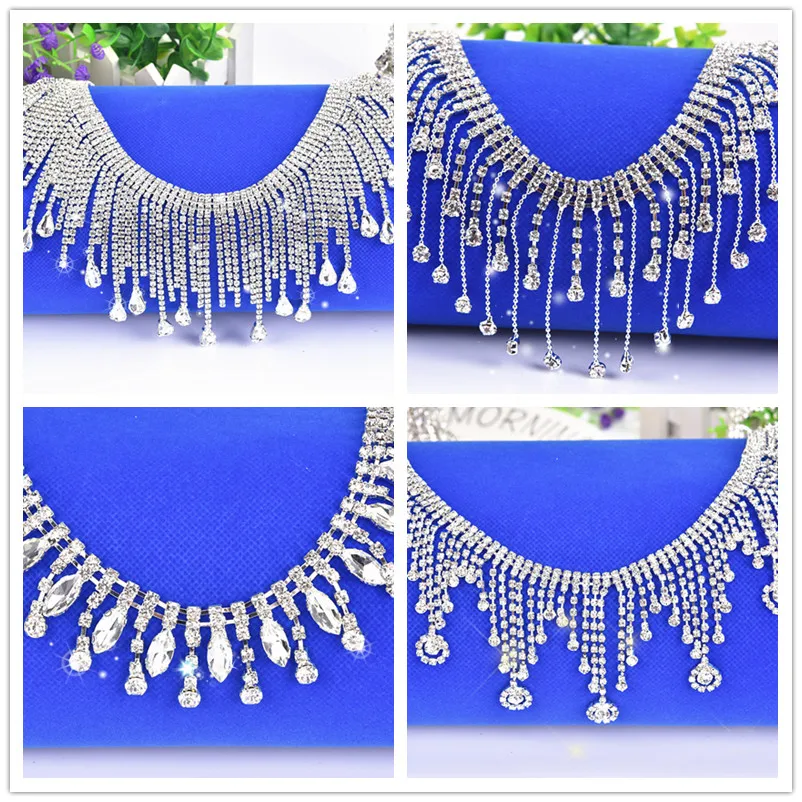 Bling Rhinestone Chain Beautiful Dance Silver Crystal Long Tassels ...