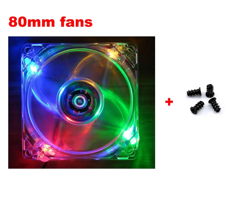 80mm Fans 4 LED Color For Computer PC Case Cooling +Screws|fan with led ...