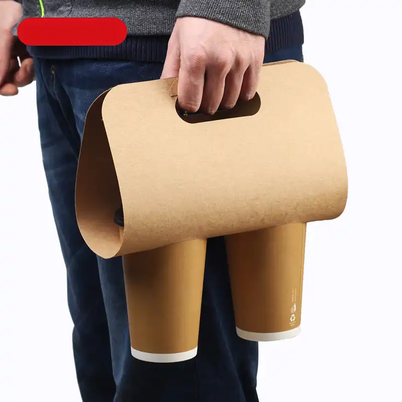 Disposable Kraft Paper Cup Base Handle Holder Eco Friendly Coffee Milk ...