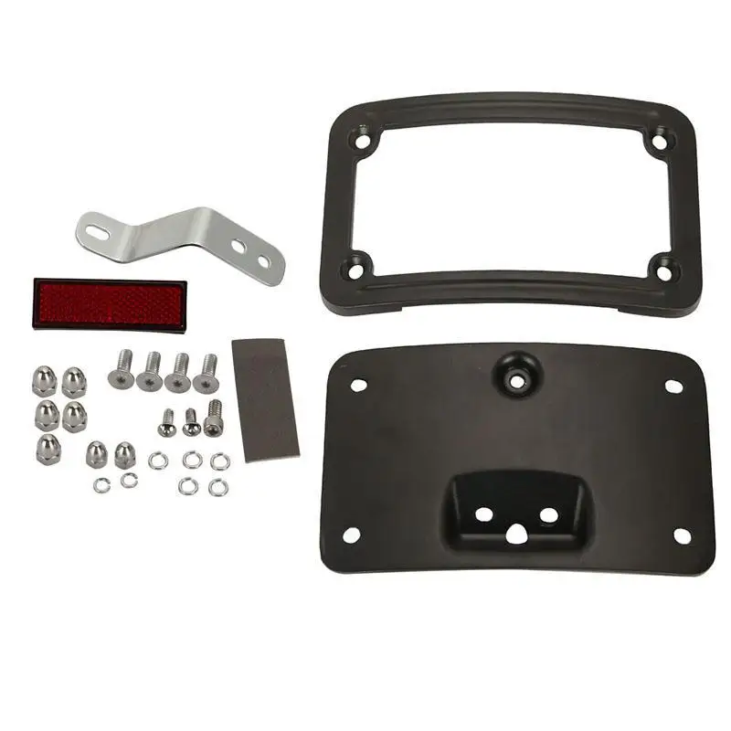 Gloss Black Motorcycle License Plate Frame Bracket Laydown Curved For ...