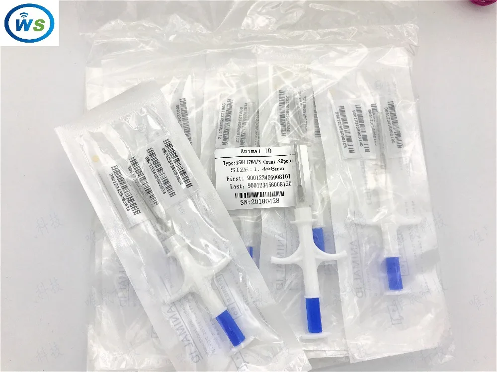 200pcs FDX-B 1.4*8mm WS Rfid Veterinary Transponder Syringe for animals ...