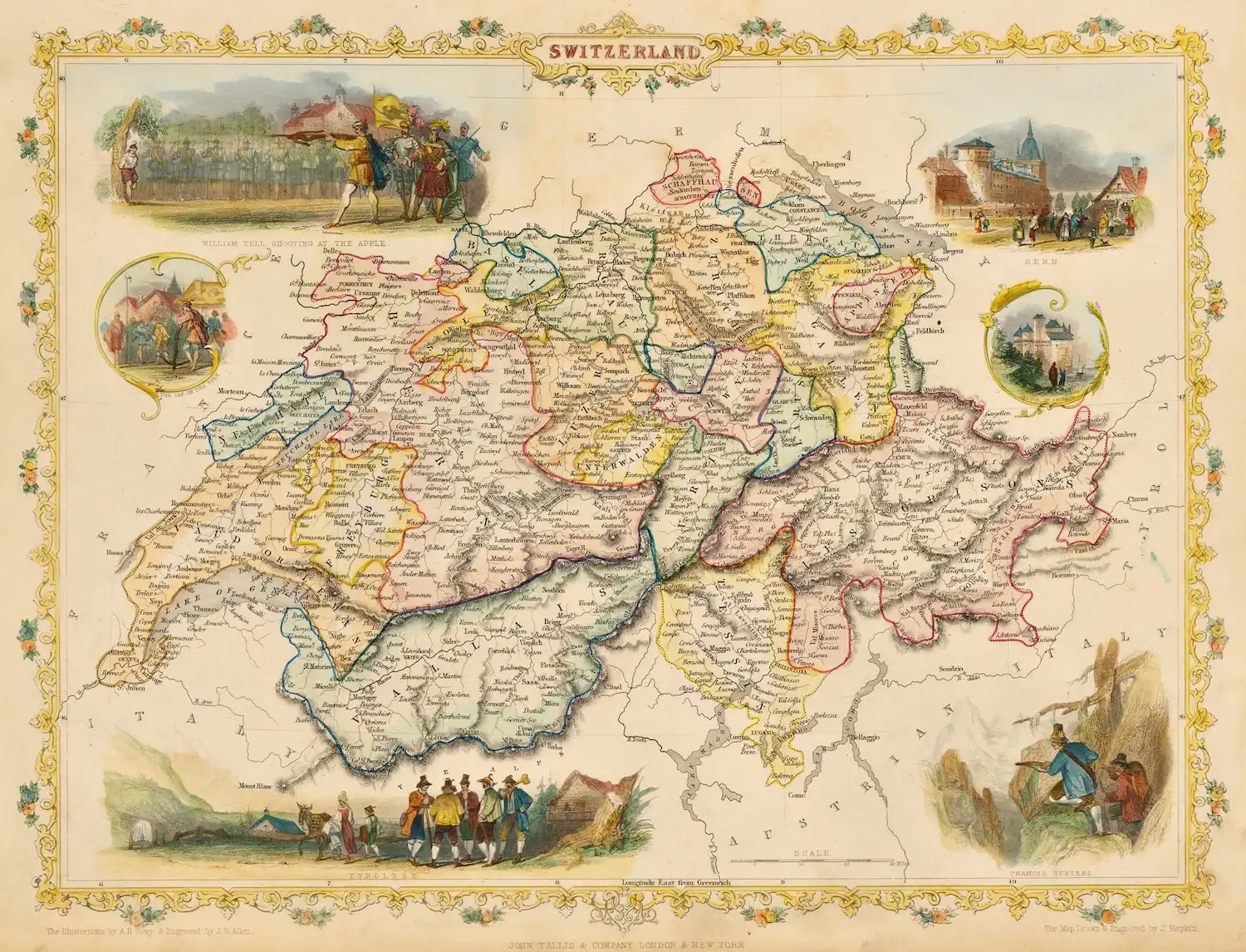 Cartoon Switzerland Map Travel Food Hotel Attractions Canvas Picture ...