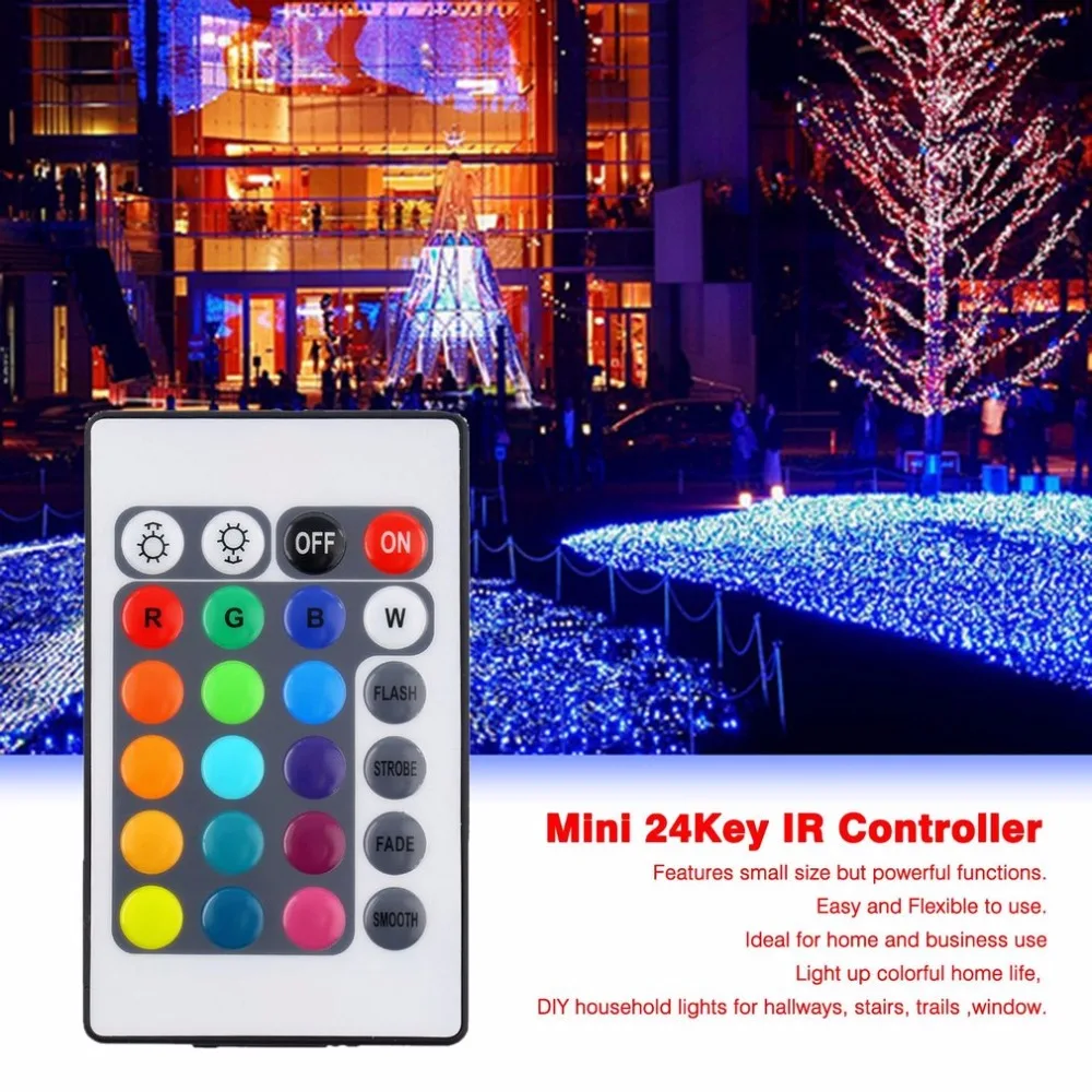 Mini Universal Infrared DC12V 24 Keys Remote Controller Wireless RGB ...