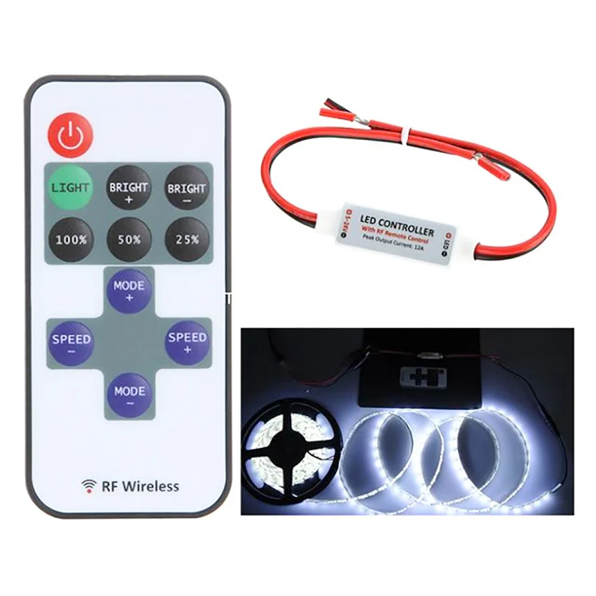 RF Remote led Controller DC 12V 11 Keys Mini pwm driver Dimmer for Led ...