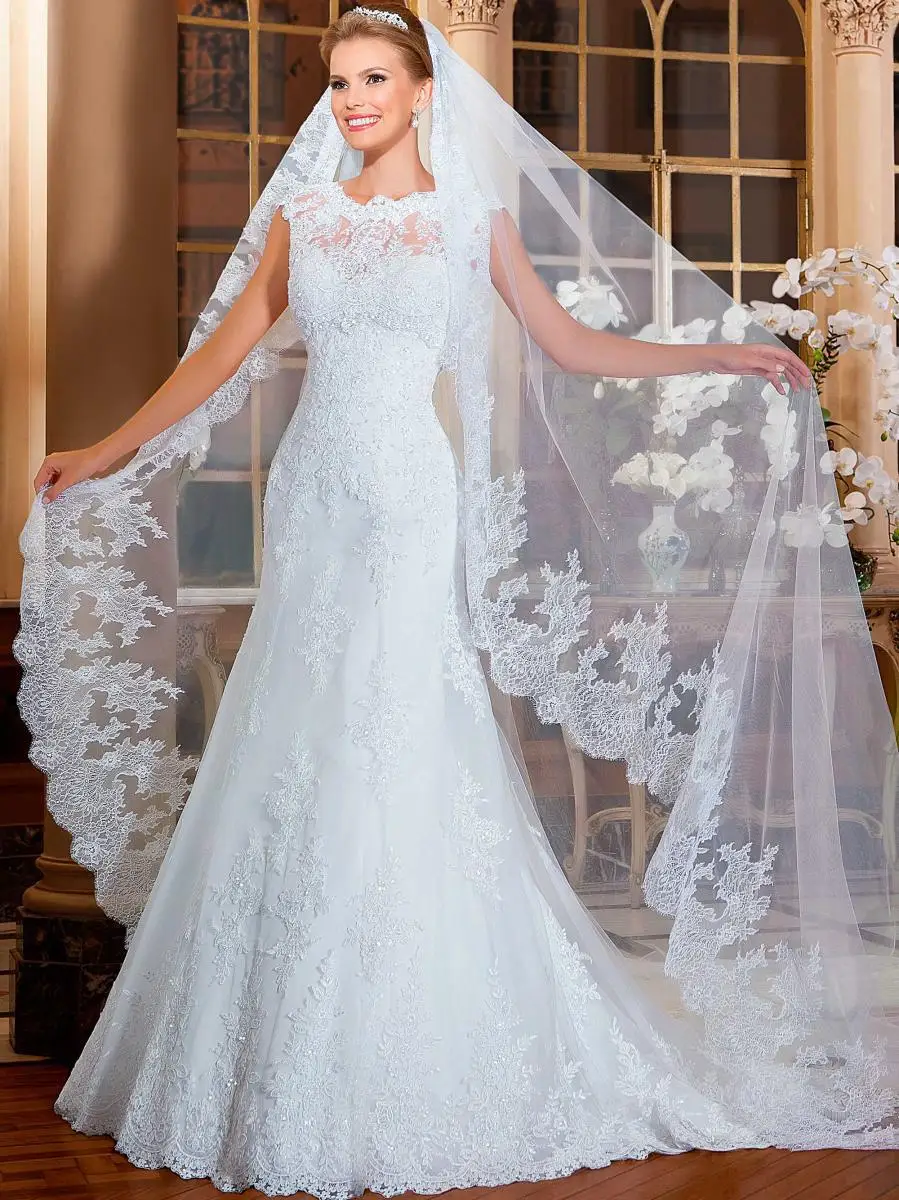 Luxurious Wedding Gowns With Veils