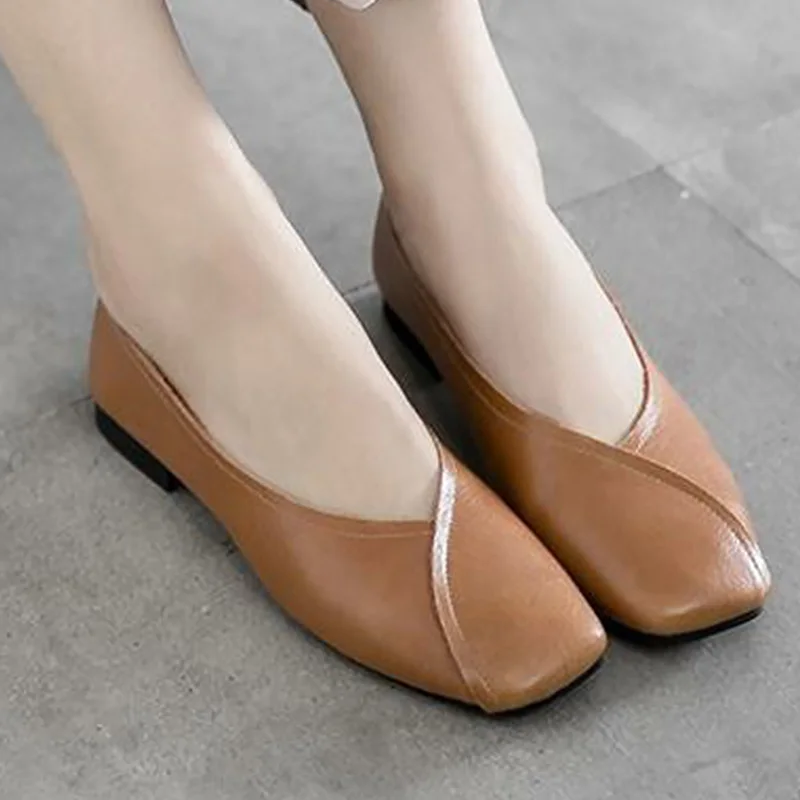 Large Size 4 5 10 5 Womens Genuine Leather Shoes Square Toe Fashion Large Size 4 5 10 5 Womens Genuine Leather Shoes Square Toe Fashion