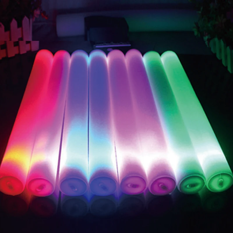 LED Foam glow stick Colorful Flashing Batons 48cm Red Green Blue Light ...